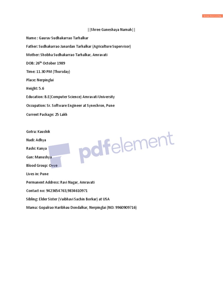 Gaurav Biodata New | PDF