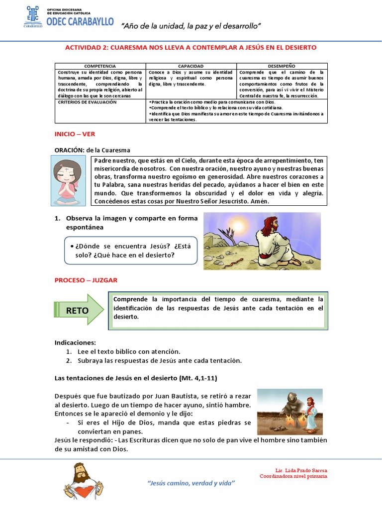 2 Vivamos El Tiempo de Cuaresma Quinto Grado Primaria | PDF | Jesús ...
