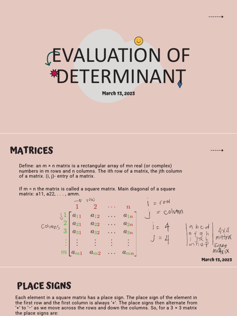 Matrix Determinant Guide | PDF | Matrix (Mathematics) | Determinant