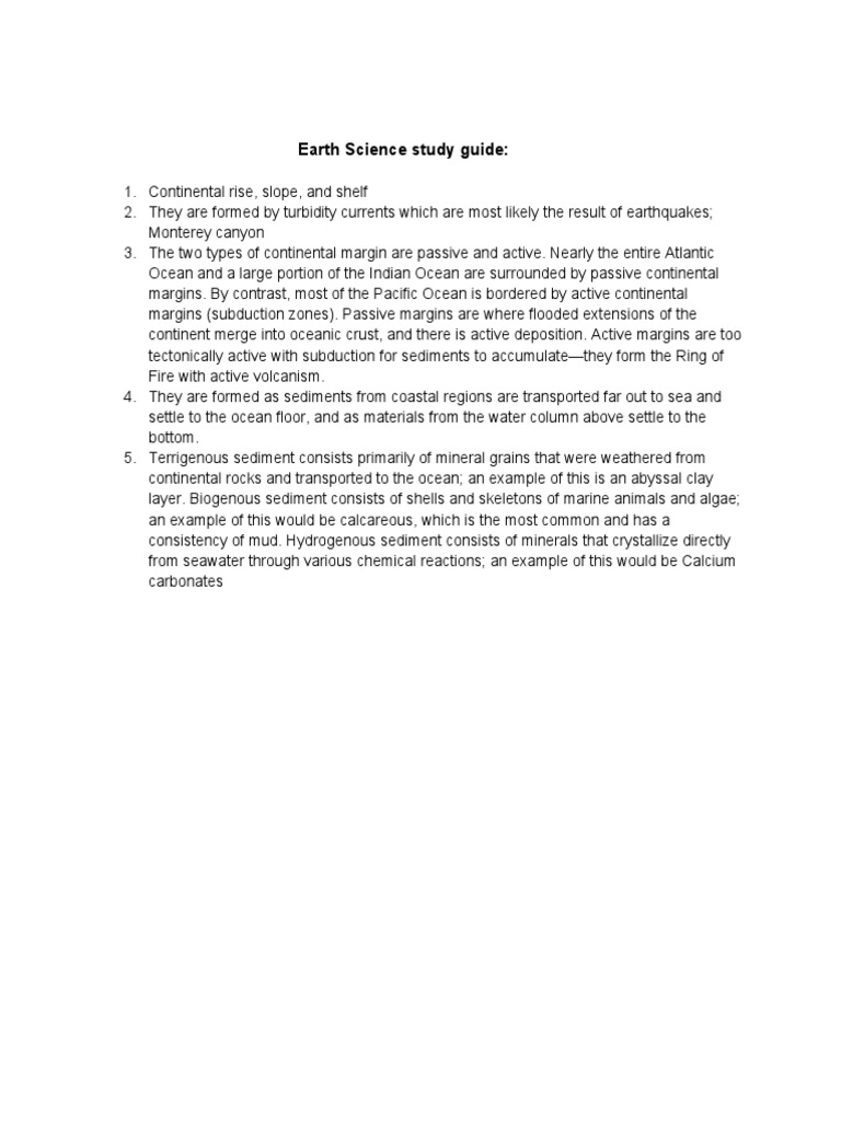 Earth Science Study Guide | PDF