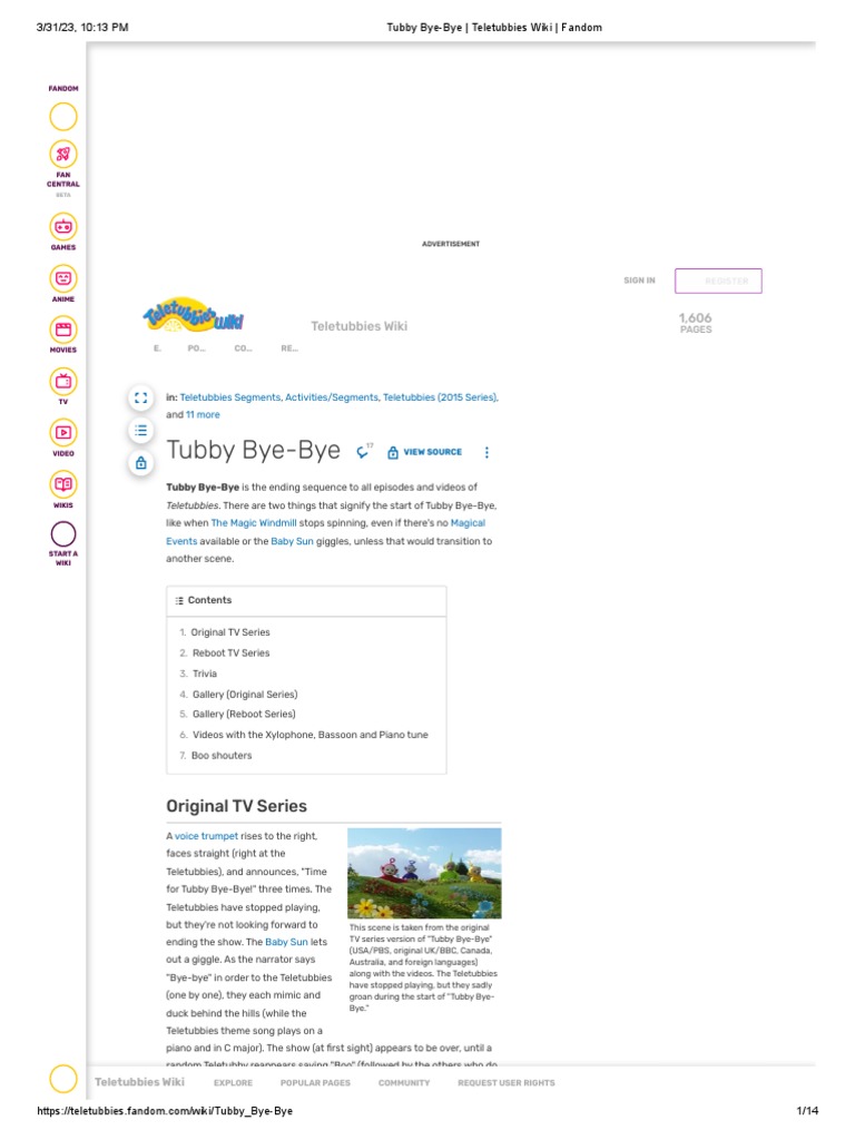 Tubby Bye-Bye - Teletubbies Wiki - Fandom | PDF