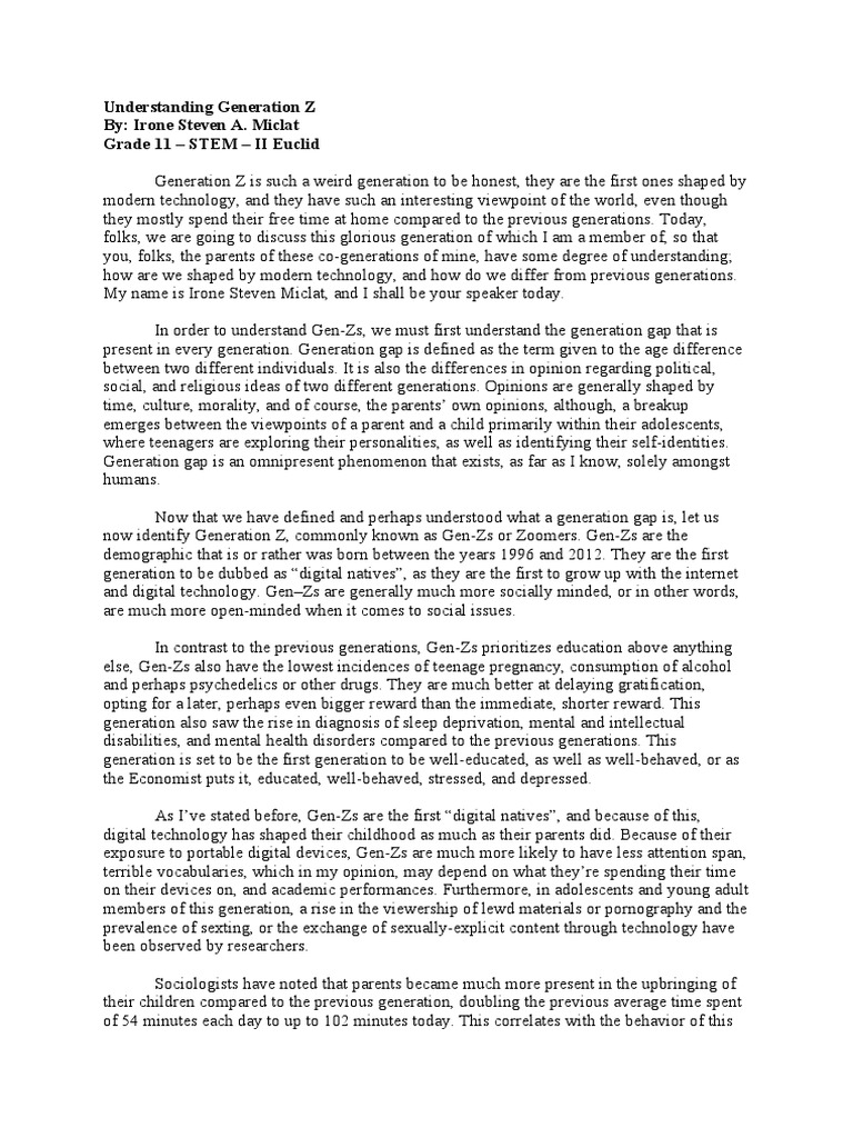 Understanding Generation Z - An Essay | PDF | Agnosticism | Atheism