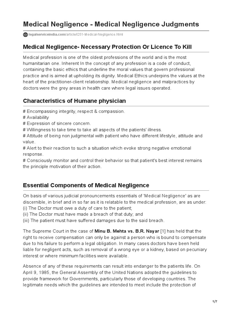 Medical Negligence - Medical Negligence Judgments | PDF | Negligence ...