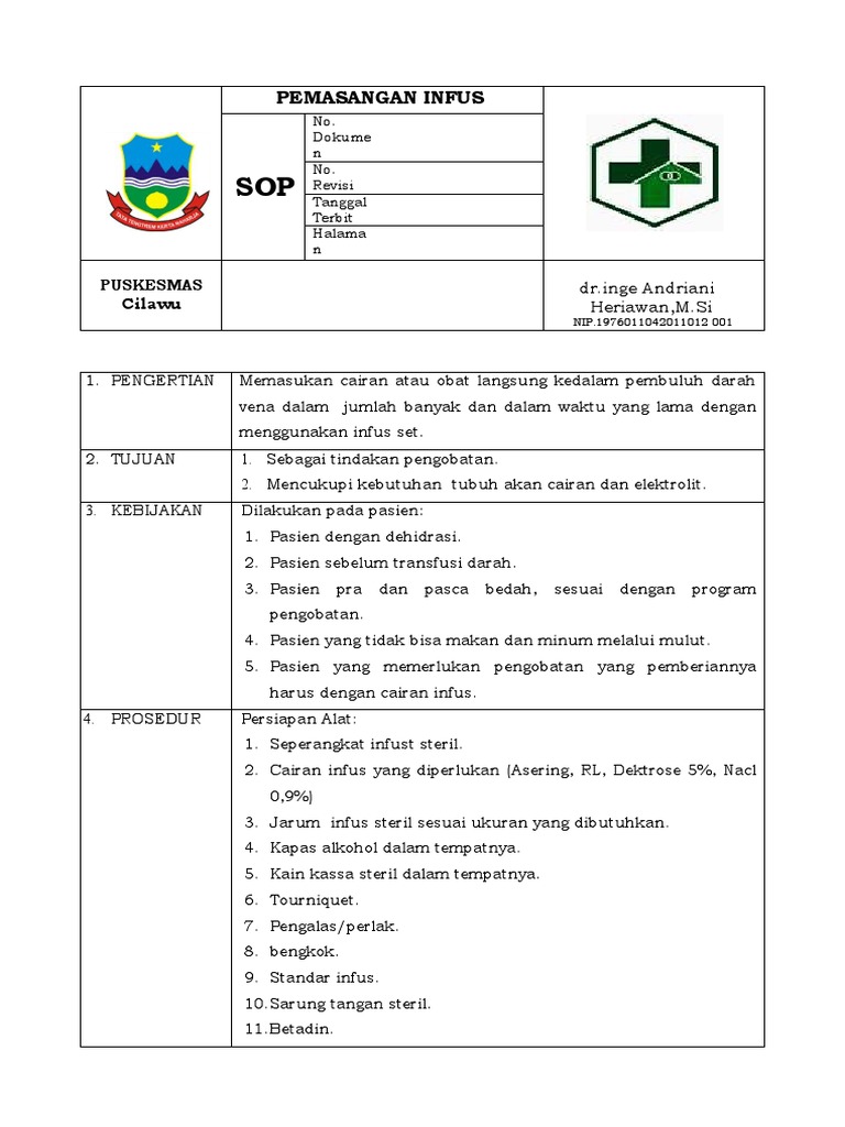 SOP_PEMASANGAN_INFUS | PDF