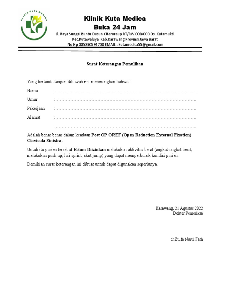 Surat Keterangan Pemulihan | PDF