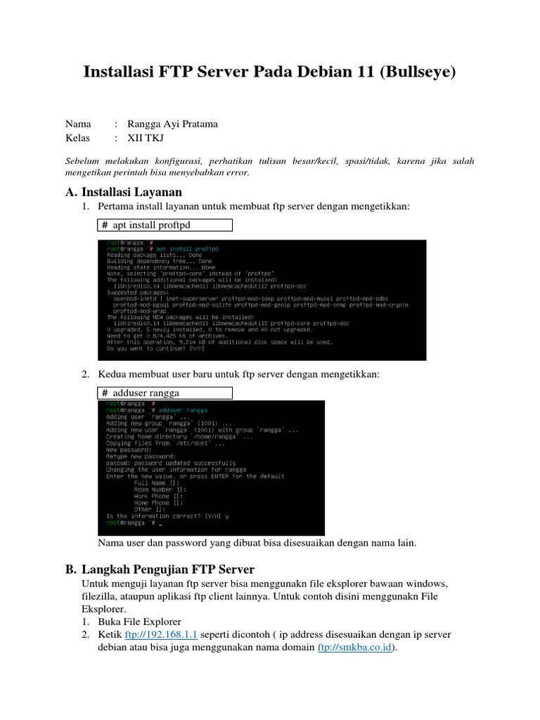 Installasi FTP Server Pada Debian 11 - Rangga Ayi Pratama | PDF | Komputer