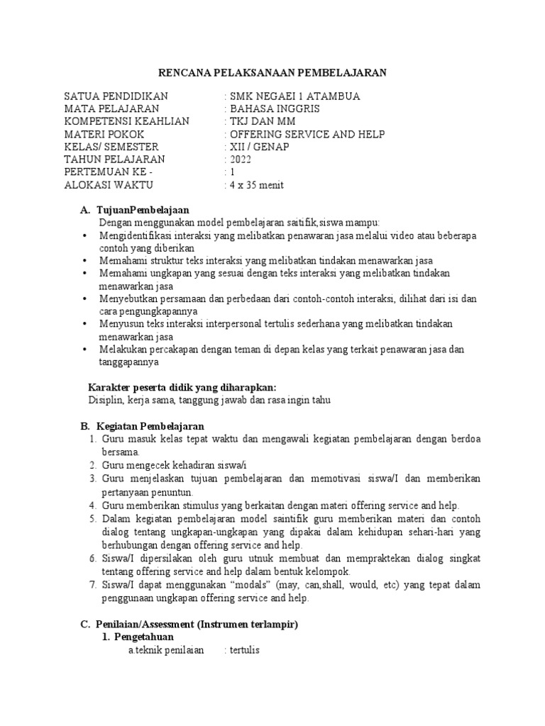 RPP Kelas 3 2020 | PDF