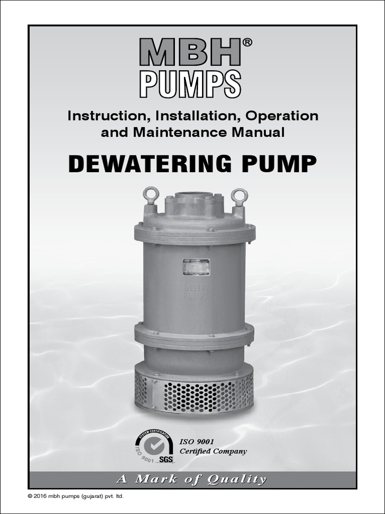 Dewatering Pump: Instruction, Installation, Operation and Maintenance ...