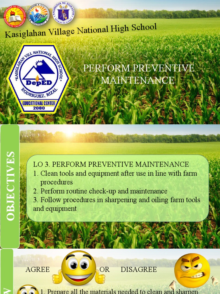 Kasiglahan Village National H Igh School: Perform Preventive ...