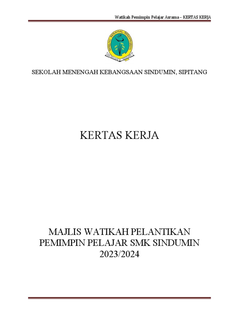 Kertas Kerja Watikah Pelantikan Pemimpin Pelajar | PDF