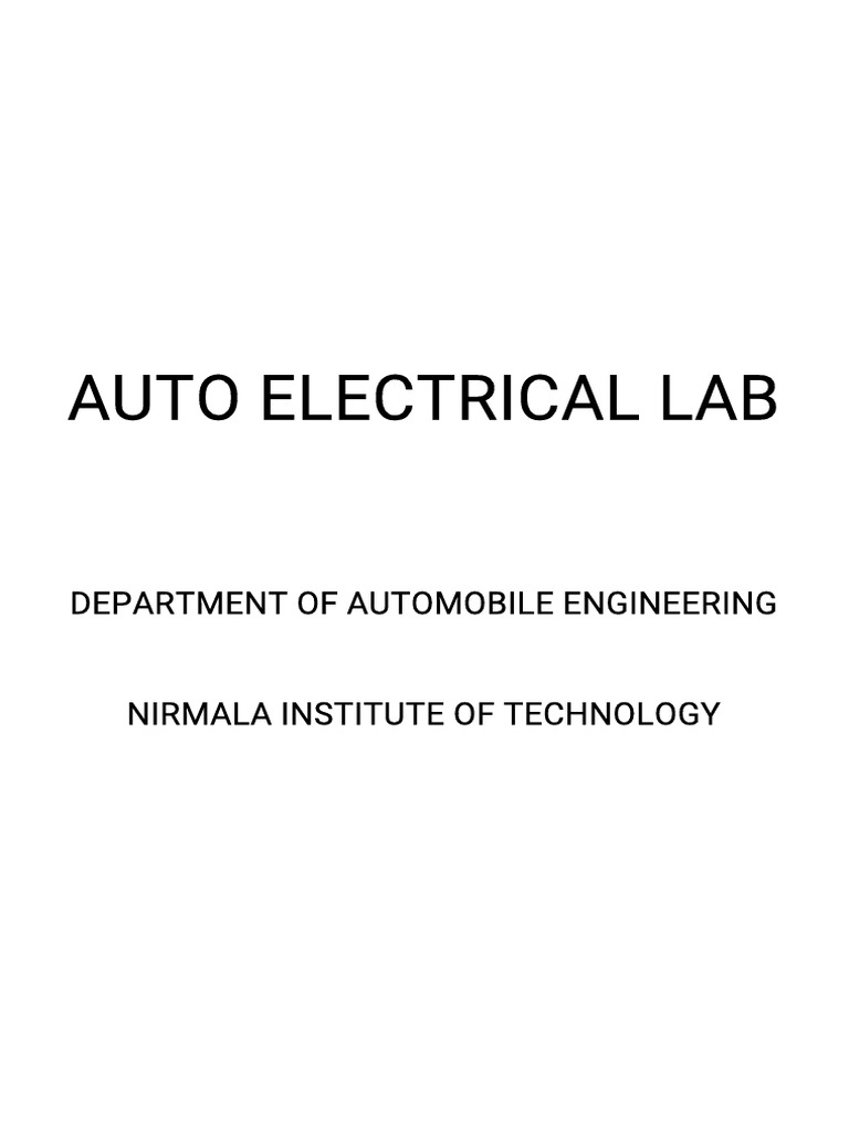 Auto Electrical Lab Equipment Overview | PDF