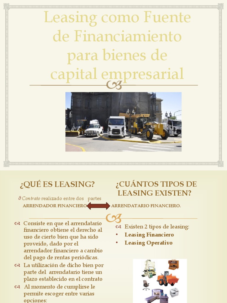 Tipos de Leasing: Financiero y Operativo | PDF | Ley de Propiedad ...