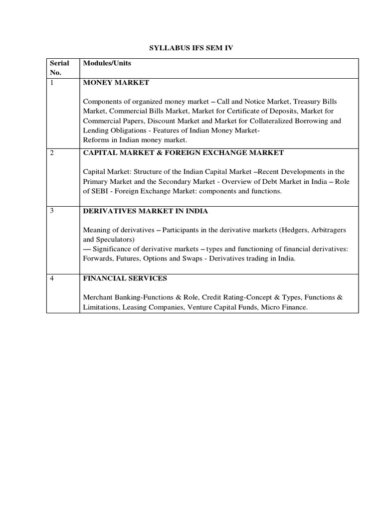 Ifs Sem Iv Notes | PDF | Reserve Bank Of India | Securities (Finance)