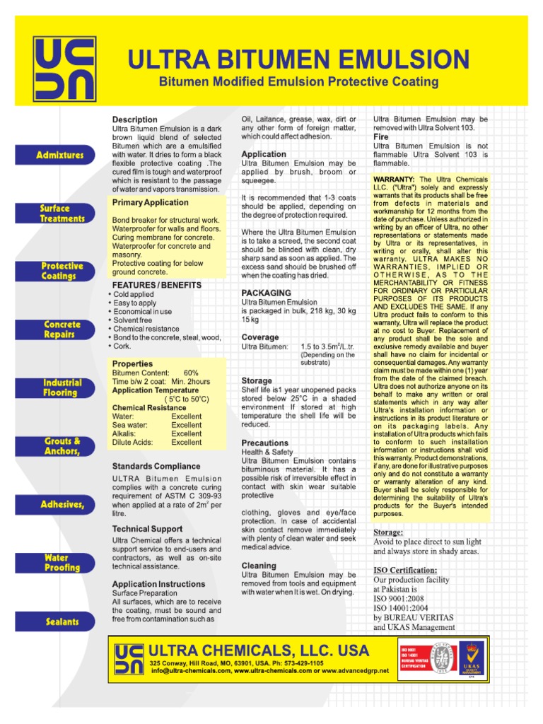 Ultra Bitumen Emulsion-1 | PDF
