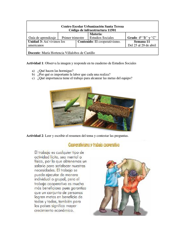 Guía de Aprendizaje Primer Trimestre Estudios Sociales Americanos Del ...