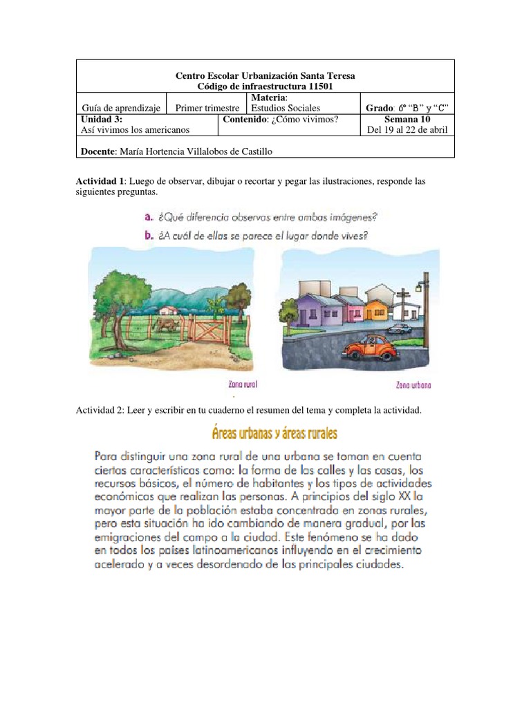 Guía de Aprendizaje Primer Trimestre Estudios Sociales Así Vivimos Los ...