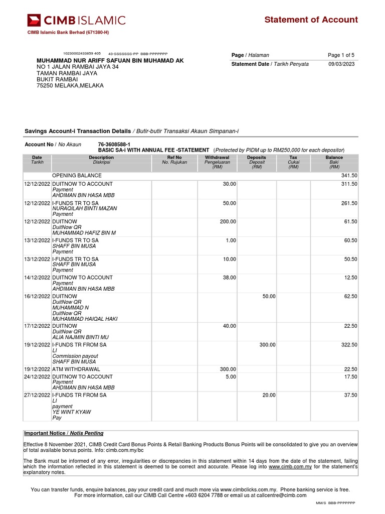Estatement20230309 000593386 | PDF | Credit Card | Debit Card
