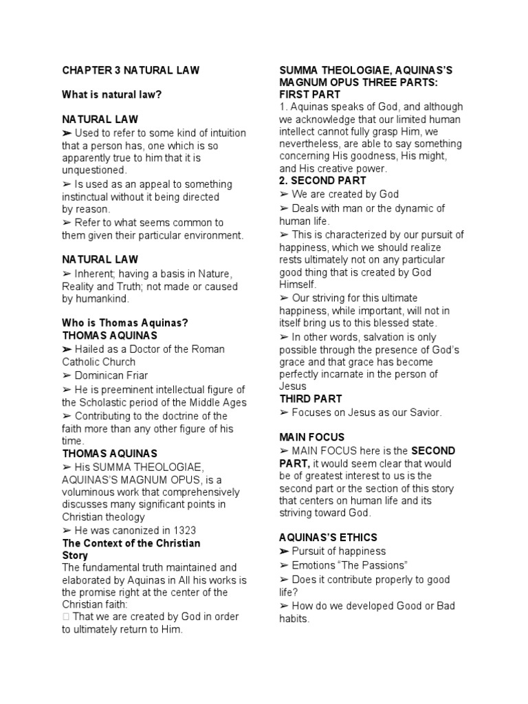 Chapter 3 Natural Law | PDF | Thomas Aquinas | Natural Law