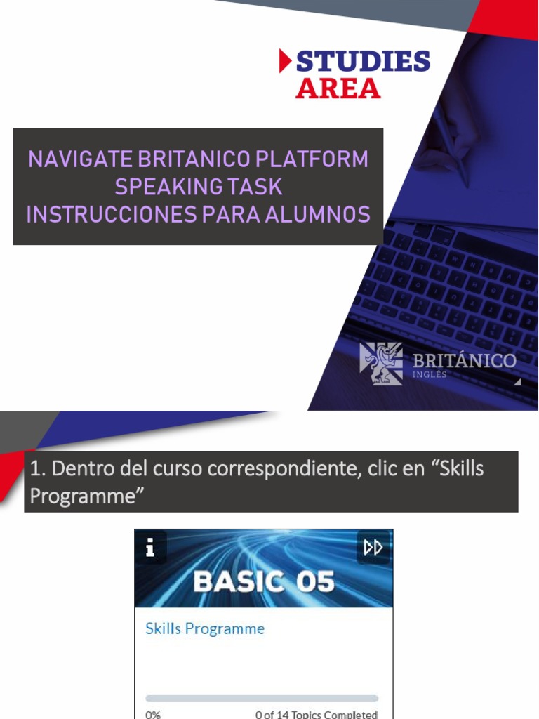 Navigate Britanico Platform Speaking Task Instrucciones para Alumnos | PDF