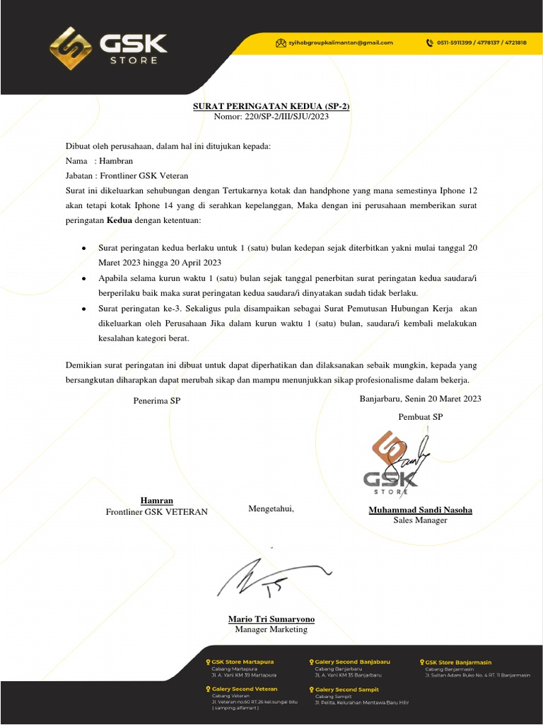 Contoh Surat SP | PDF