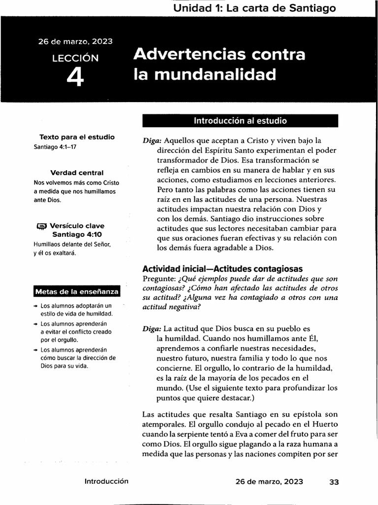 Advertencia Contra Mundanalidad | PDF