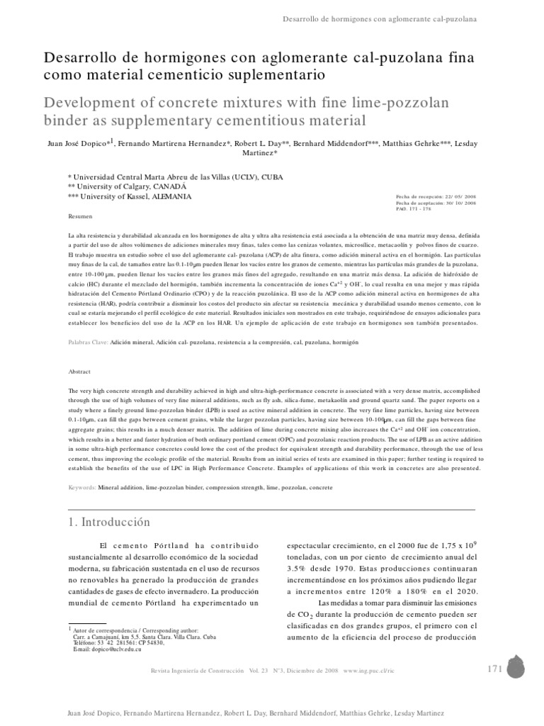 Desarrollo de Hormigones Con Aglomerante Cal-Puzolana Fina | PDF