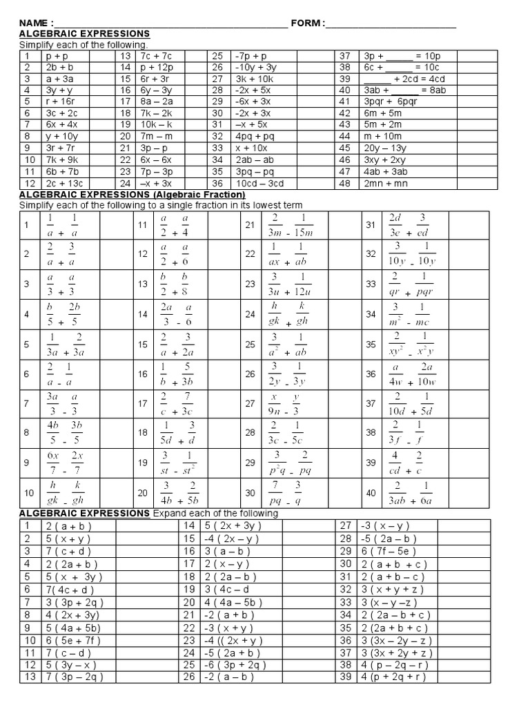 Latihan Basic Algebra | PDF | Algebra | Mathematics