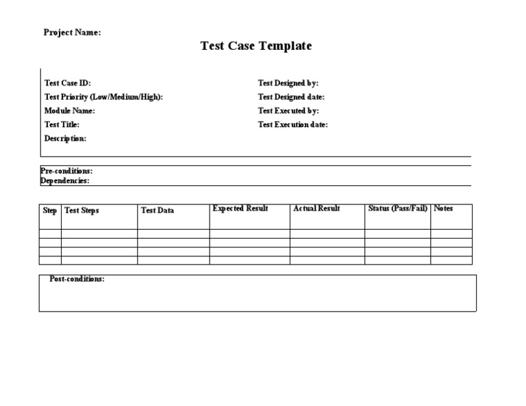 Test Case Template: Project Name | PDF