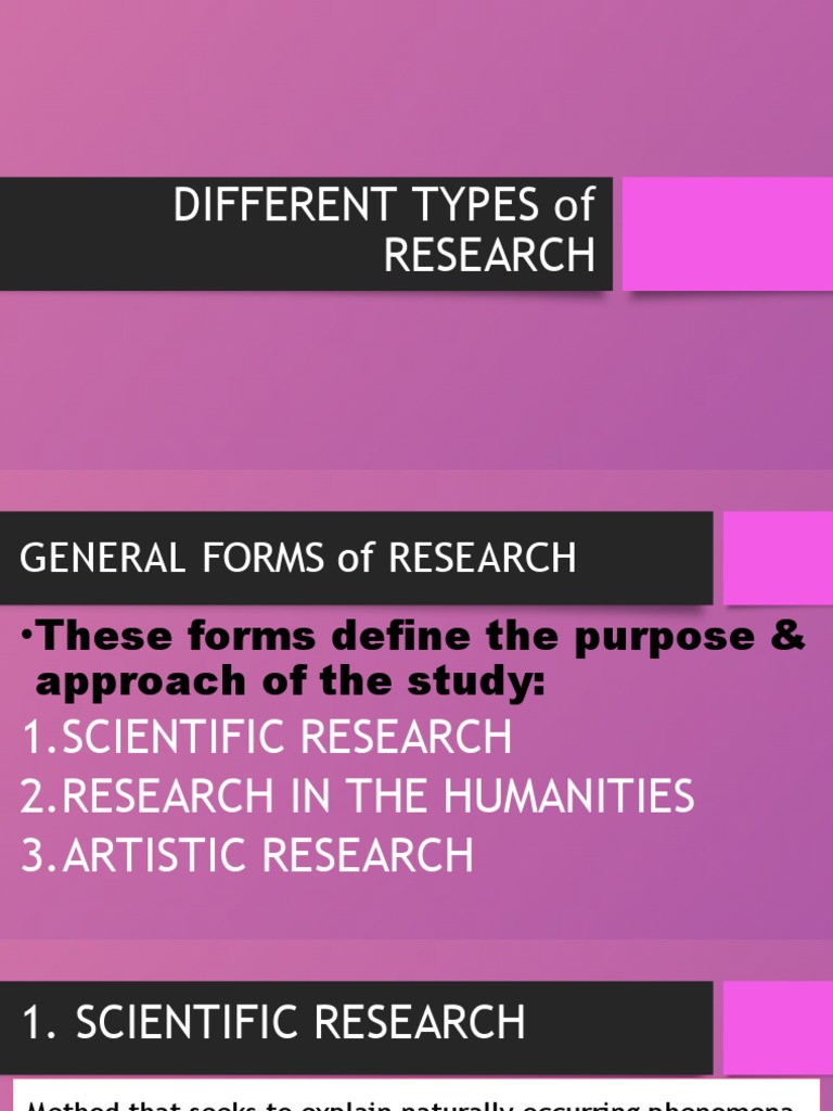 DIFFERENT TYPES of RESEARCH | PDF | Methodology | Qualitative Research