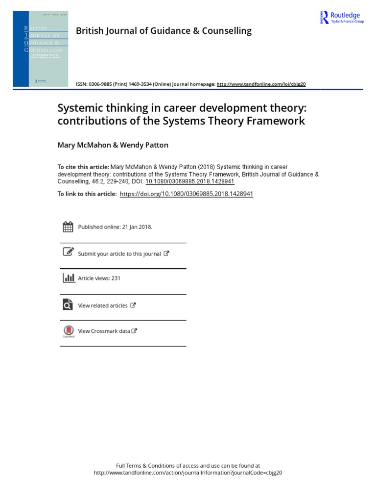 Systemic Thinking in Career Development Theory | PDF | System | Systems ...