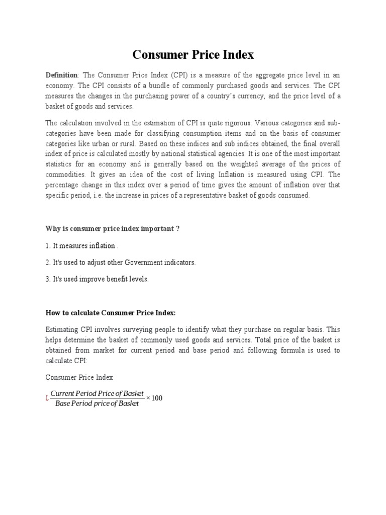 Consumer Price Index | PDF | Cost Of Living | Consumer Price Index