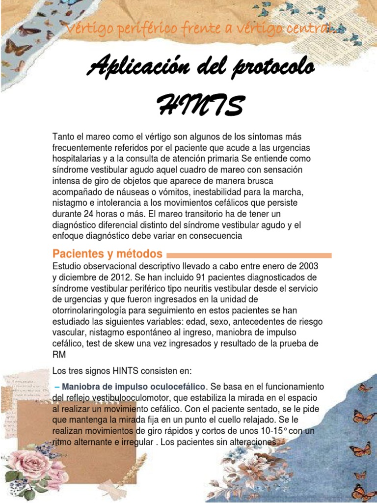 Aplicación Del Protocolo Hints: Vértigo Periférico Frente A Vértigo ...