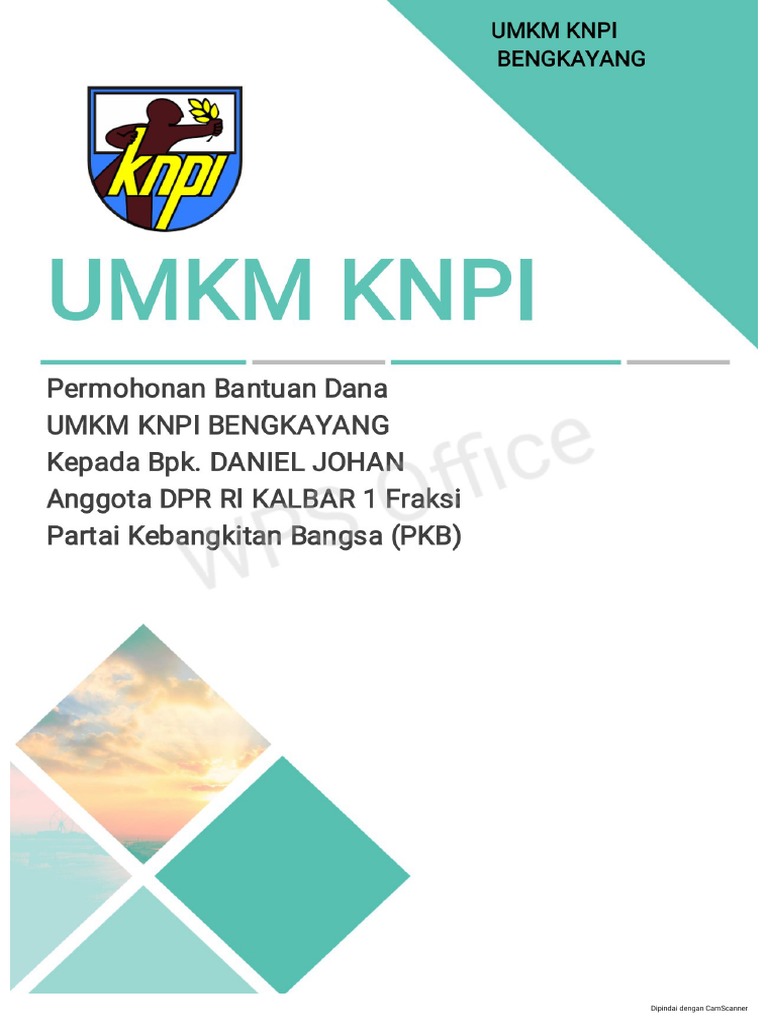 Proposal Pengajuan Knpi KPD Bapak Daniel Johan DPR Ri Fraksi PKB | PDF