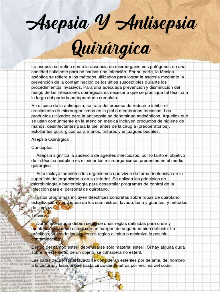 Asepsia y Antisepsia | PDF | Infección | Medicina