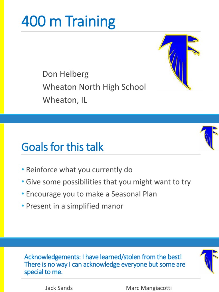 400 M Training: Don Helberg Wheaton North High School Wheaton, IL | PDF ...