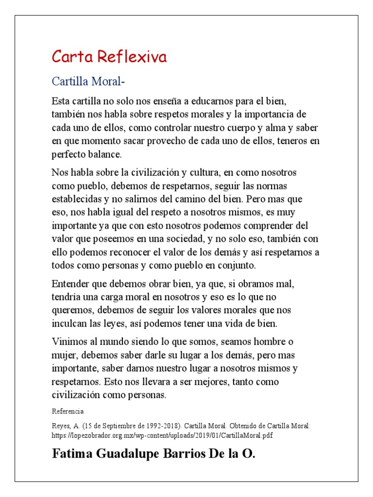 Carta Reflexiva sobre el Respeto Moral | PDF | Estilo de vida