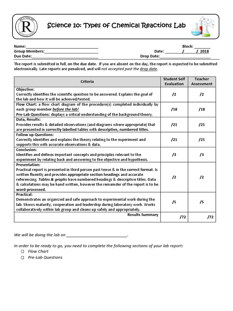 Types of Chemical Reactions Lab | PDF | Chemical Reactions | Salt ...