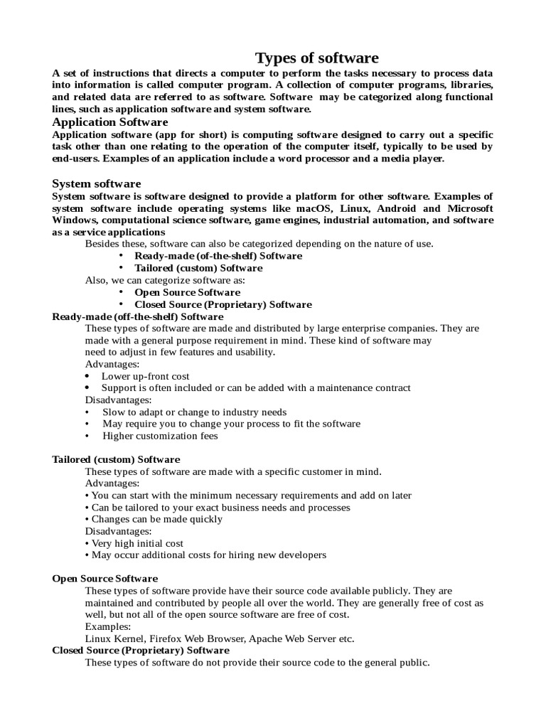 Types of Software | PDF | Application Software | Software