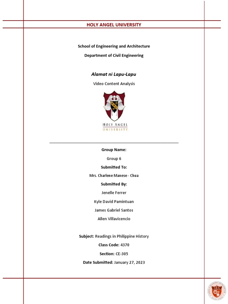 Holy Angel University: Alamat Ni Lapu-Lapu | PDF