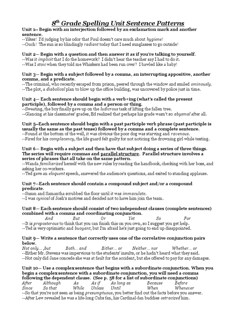 Spelling Unit Sentence Patterns | PDF | Semiotics | Syntax