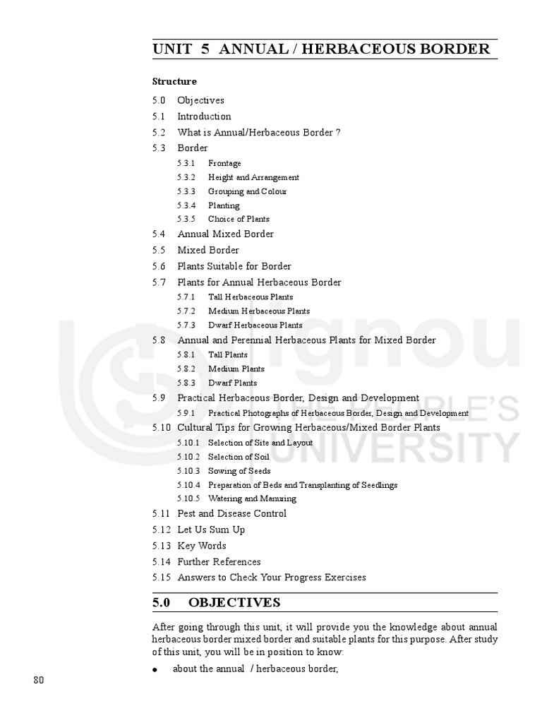 Unit 5 Annual / Herbaceous Border: Structure | PDF | Perennial Plant ...