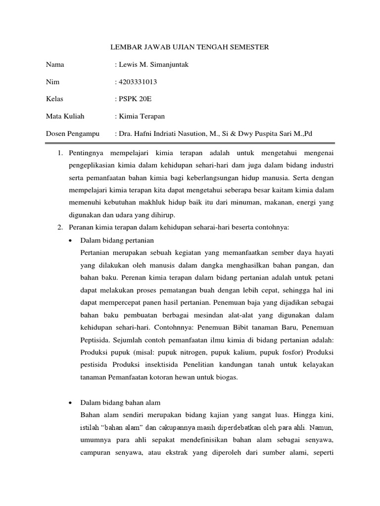 Lju - Kimia Terapan - Lewis Simanjuntak - PSPK 20e | PDF