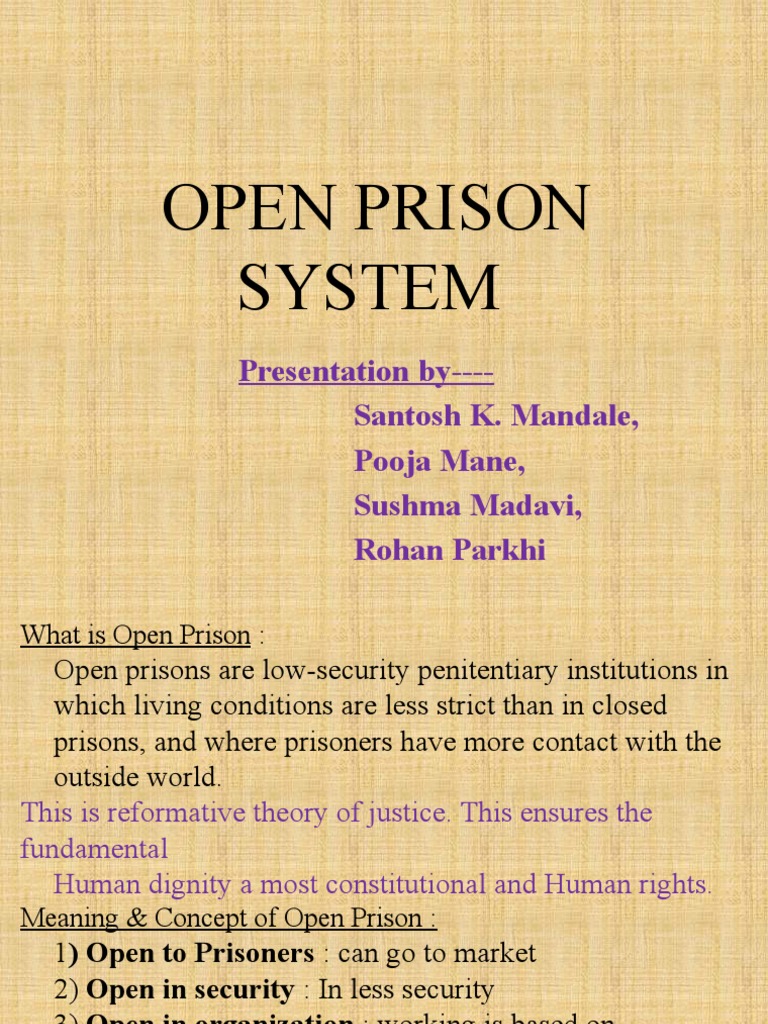 Open Prison System in India | PDF | Prison | Rehabilitation (Penology)