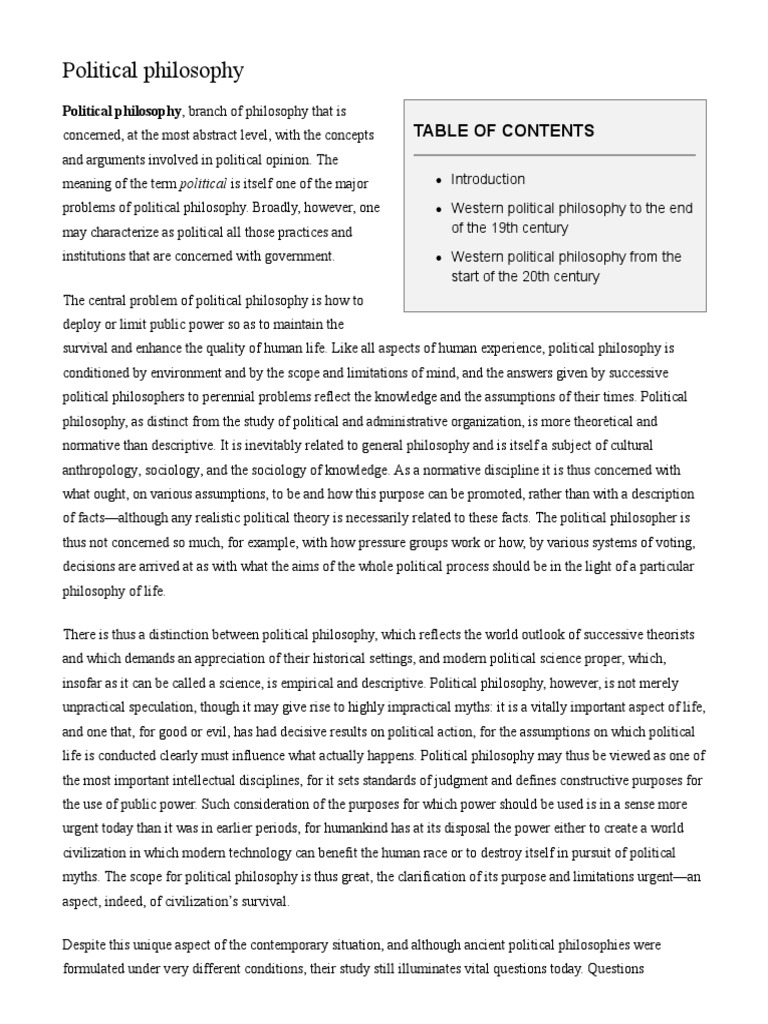 Political Philosophy - Britannica Online Encyclopedia | PDF | Political ...