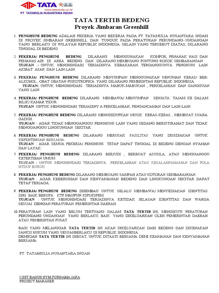 Peraturan Bedeng | PDF