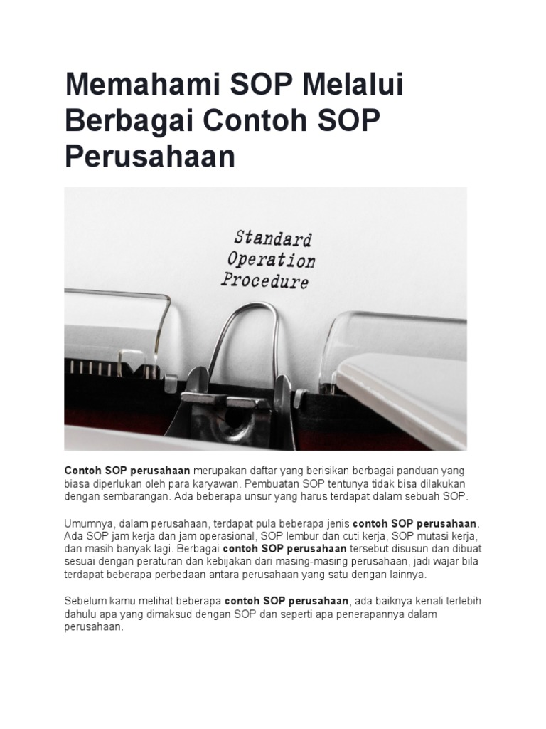 Contoh SOP Perusahaan dan Penerapannya | PDF | Karier & Perkembangan ...