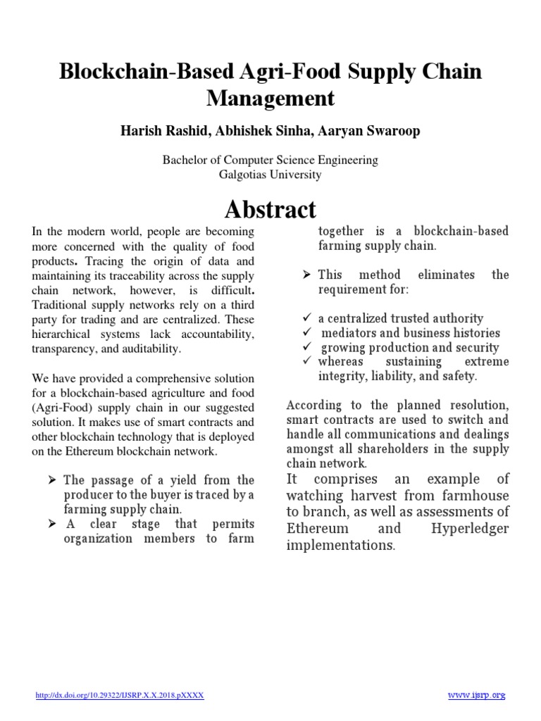 Blockchain Based Agricultural Supply Chain Managment | PDF | Information Technology ...