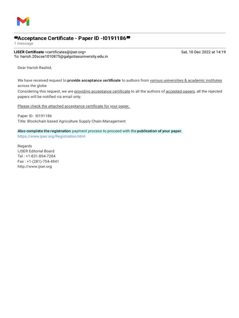 IJSER Certificates and Mail | PDF | Communication | Publishing