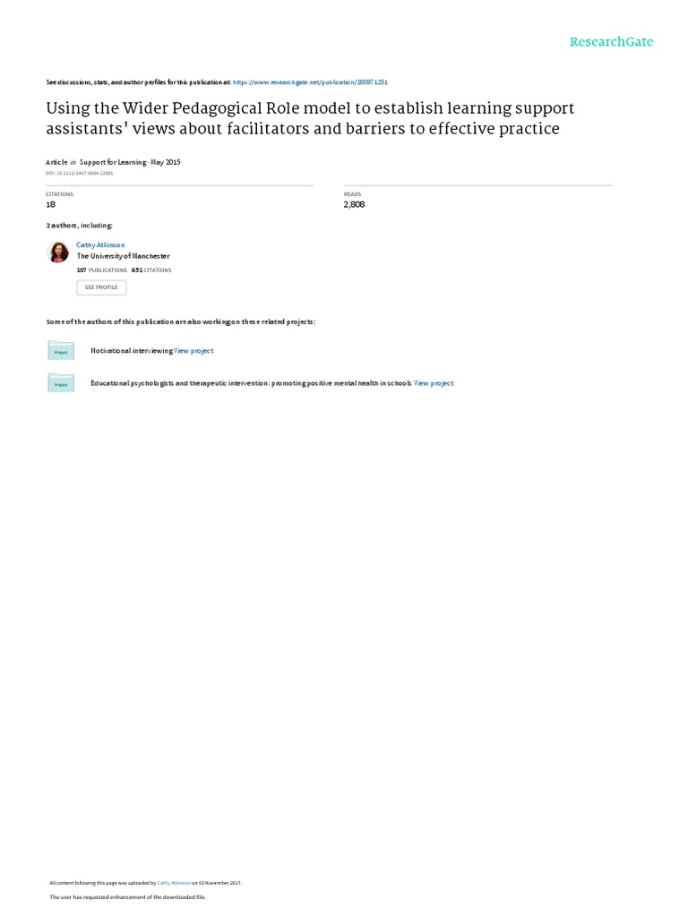 Using The Wider Pedagogical Role Model To Establis | PDF | Teachers ...