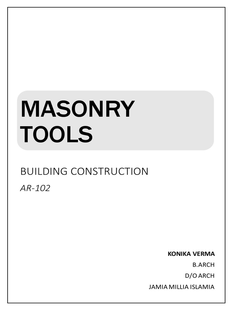 Masonry Tools | PDF | Masonry | Plaster